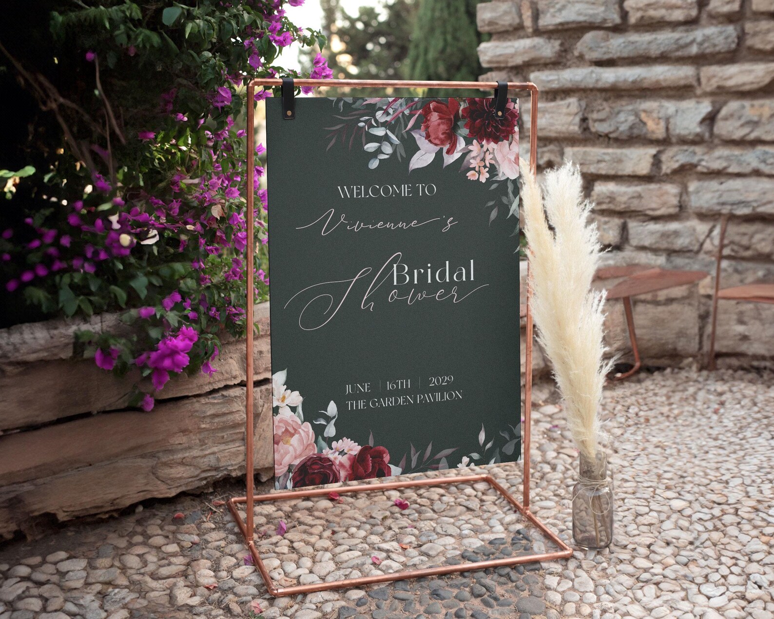 Floral Bridal Shower Welcome Sign Board Template, Botanical Floral Sign ...