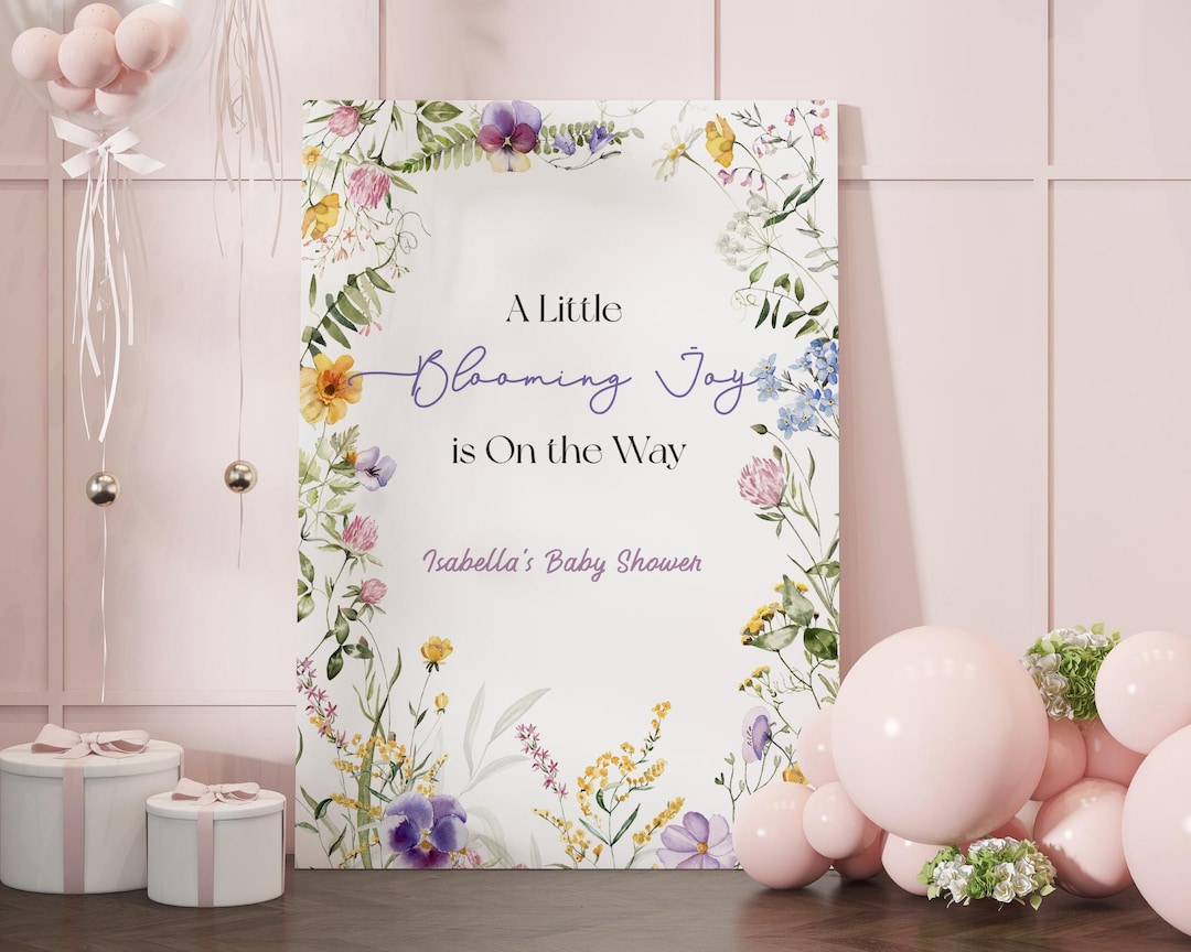 Wildflower Baby Shower Welcome Sign: Boho Floral Banner (digital ...