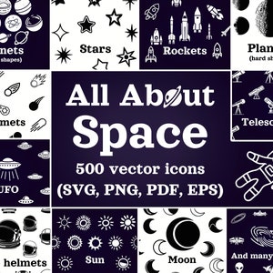 500 Outer Space SVG Icons, Plantes, Rockets, Astronauts and More SVG ...