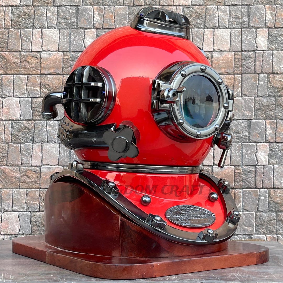 Red Diving Helmet US Navy Deep Sea Divers Helmet Nautical Collection - Etsy