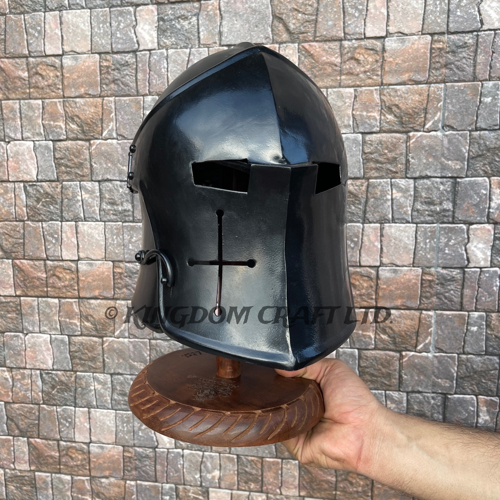 Medieval Knight Black Barbute Helmet With Functional Face Visor ...