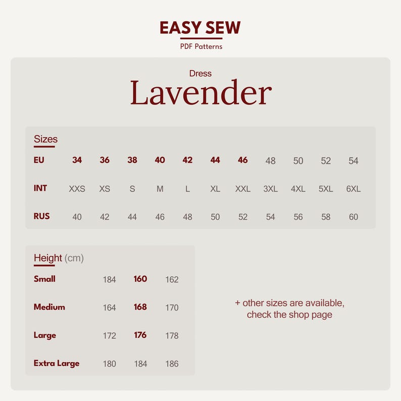 Lavender Dress Digital Pattern Pdf | EU 34 | XXS | RUS40 | Instant ...