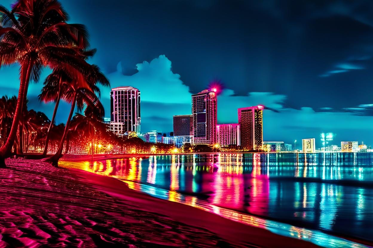 Retro Miami Beach Neon Art - Etsy