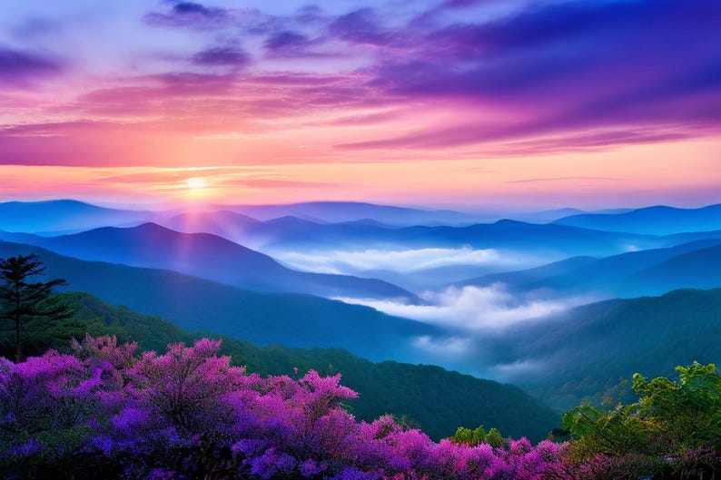 Landscape Painting of Blue Ridge Mountains - Etsy