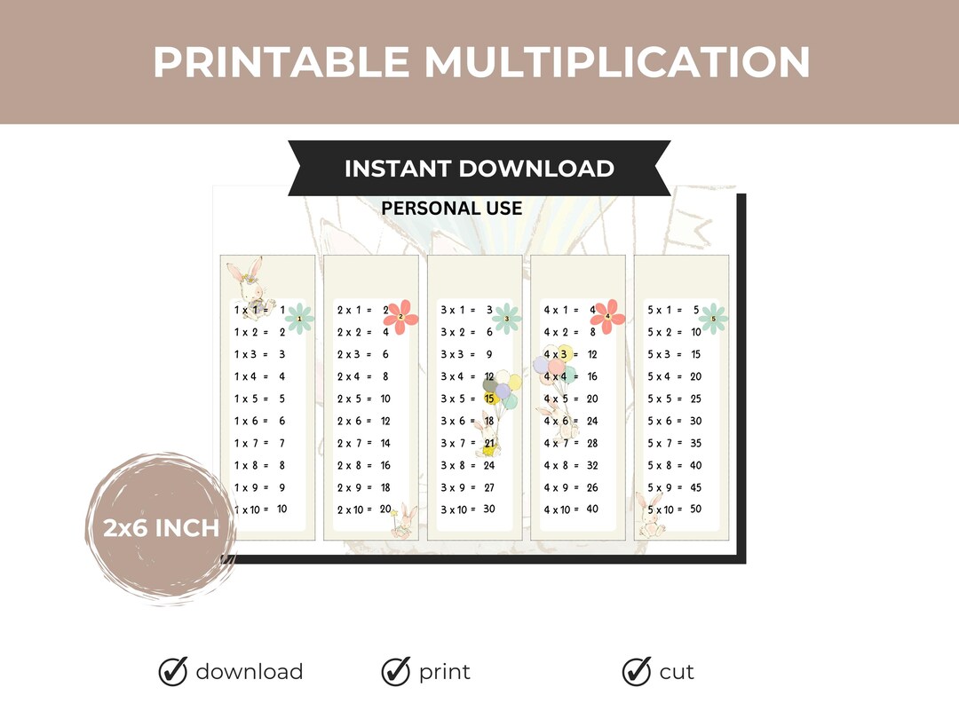 Printable Bunny Multiplication Flashcards (1-10), Multiplication ...