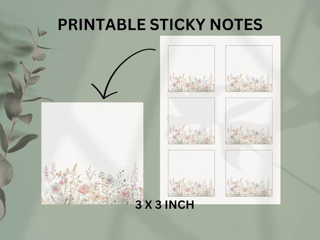 Printable Sticky Notes, Printable Memo Pad, Wildflower - Etsy