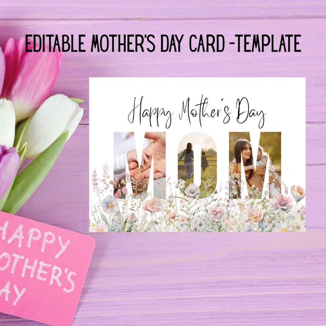 Happy Mother's Day Card Canva Template | Editable Photo Frame | Instant ...