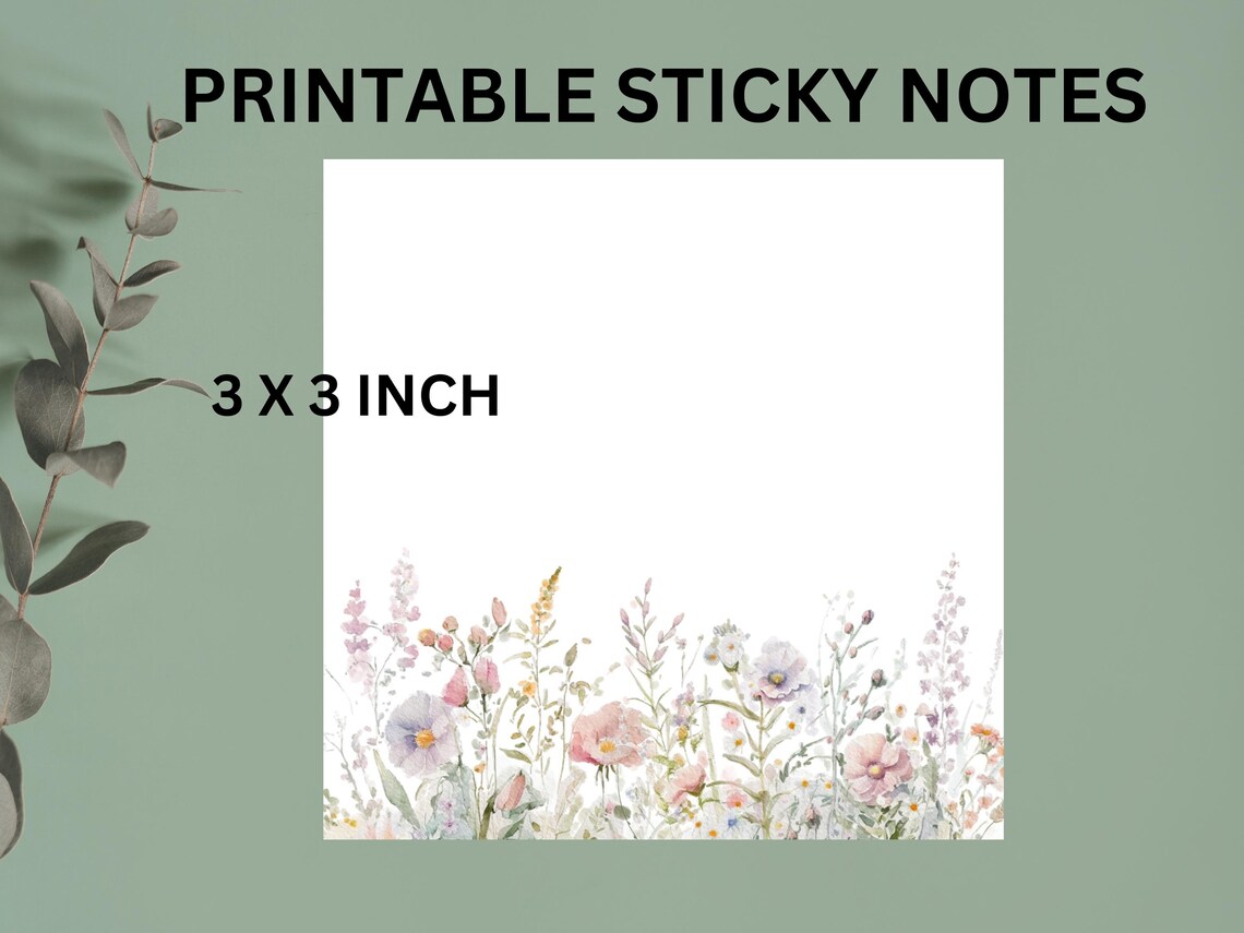 Printable Sticky Notes, Printable Memo Pad, Wildflower - Etsy