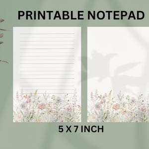 Wildflower Printable Notepad, Lined and Unlined (PDF & JPG) - Etsy