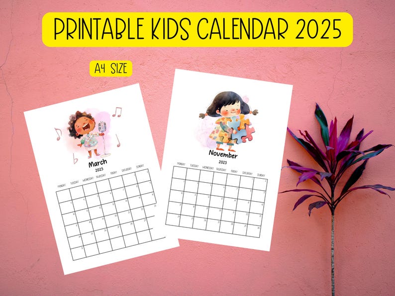 2025 Printable Calendar, Children's Calendars, Homeschool Calendar ...