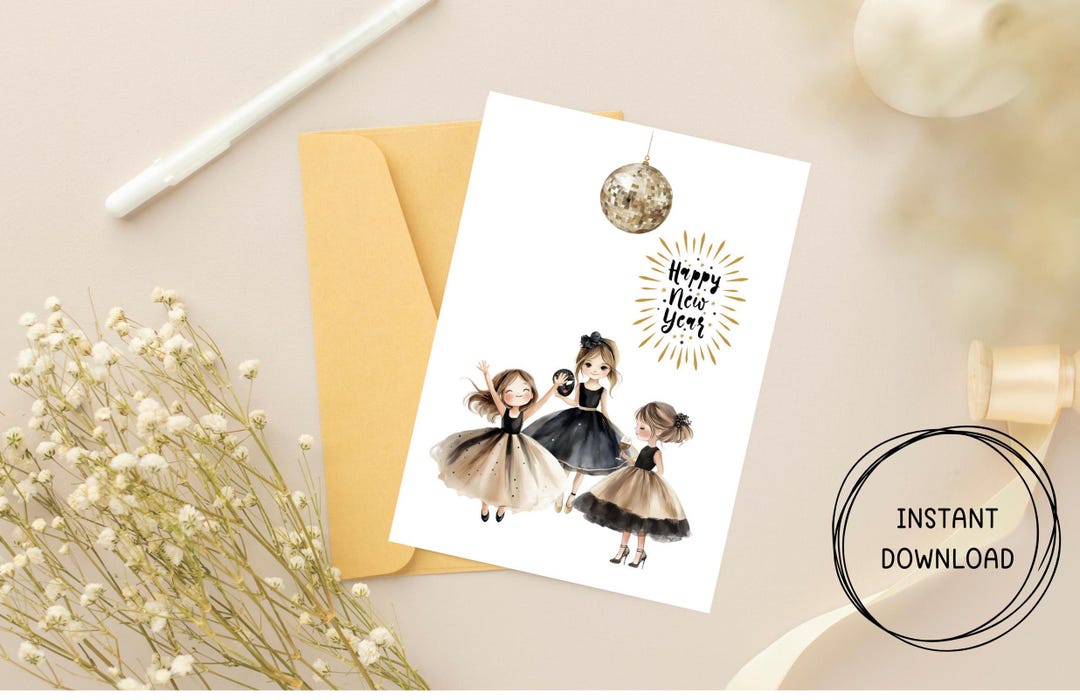 Printable New Year Card, Digital Card, Instant Download - Etsy