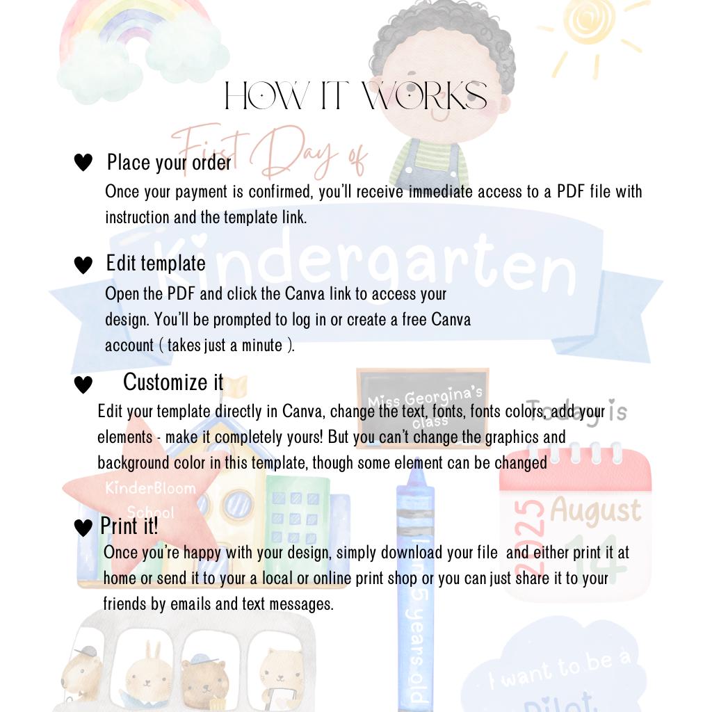 Editable First Day of School Sign: Canva Template (digital Download) - Etsy