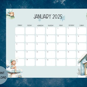 Printable Calendar 2025, Cute Calendar for January, School Calendar ...
