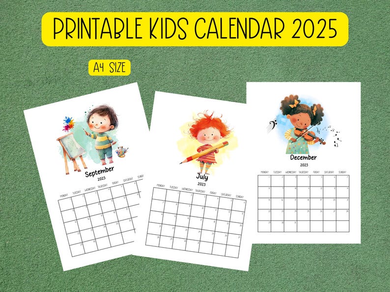 2025 Printable Calendar, Children's Calendars, Homeschool Calendar ...