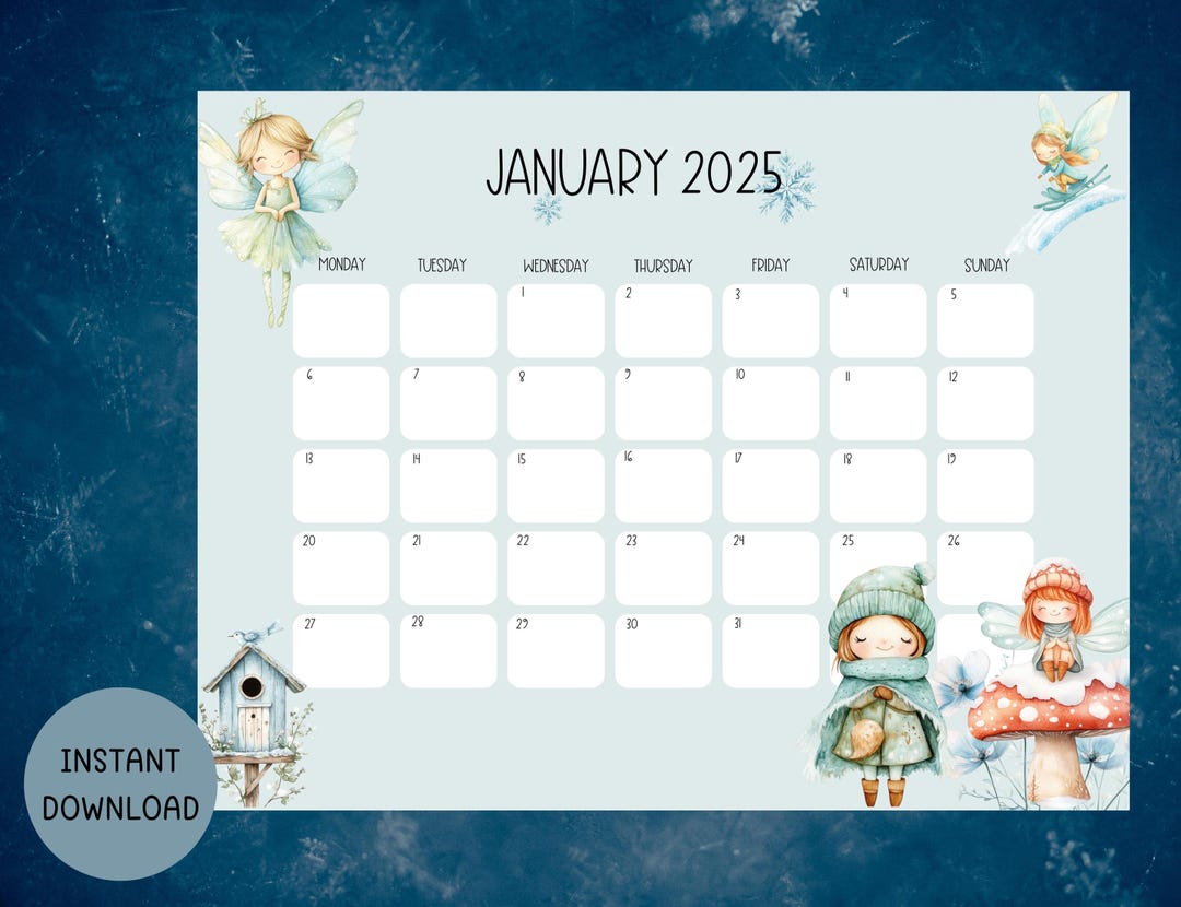 Printable Calendar 2025, Cute Calendar for January, School Calendar ...