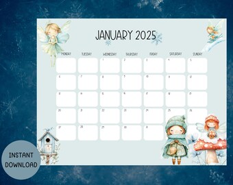 Printable Calendar 2025, Cute Calendar for January, School Calendar ...