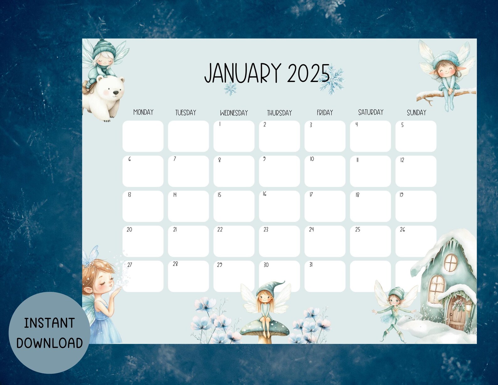 Printable Calendar 2025, Cute Calendar for January, School Calendar ...