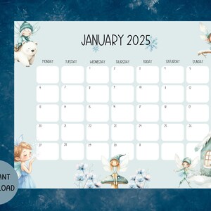 Printable Calendar 2025, Cute Calendar for January, School Calendar ...
