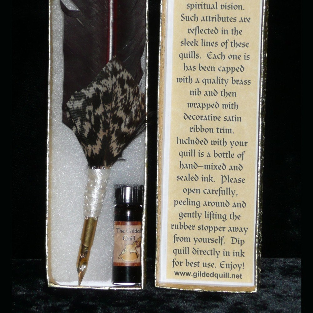 WIZARD QUILL Feather Pen With Scented Magic Walnut Shell INK - Etsy