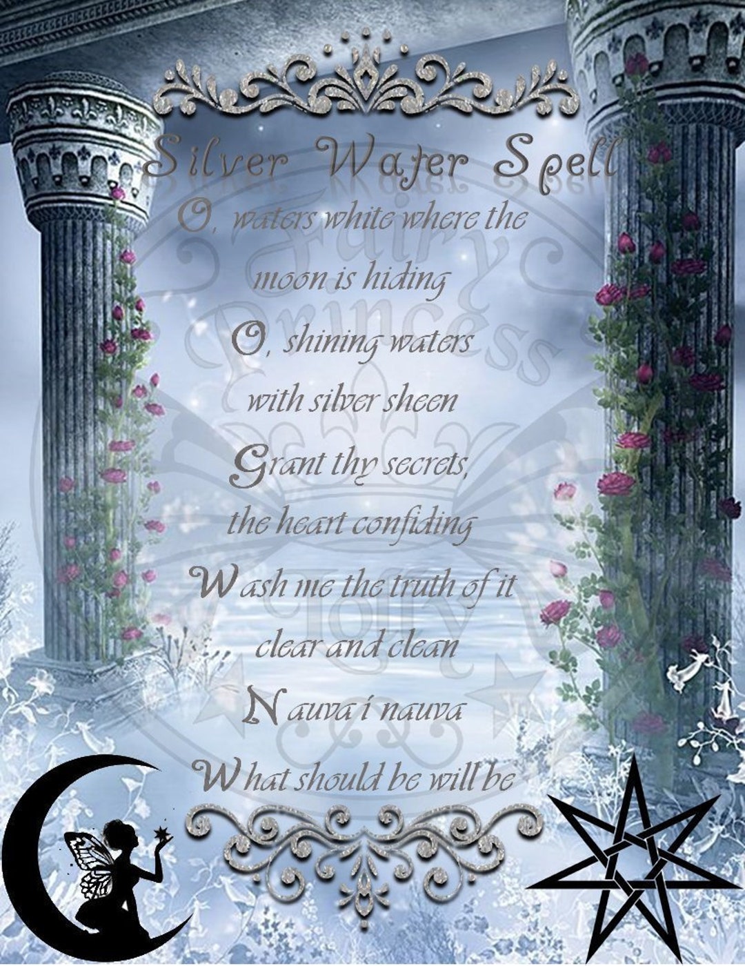 SILVER Water SPELL Page, Instant Download Fairy Glamerie, Book of ...