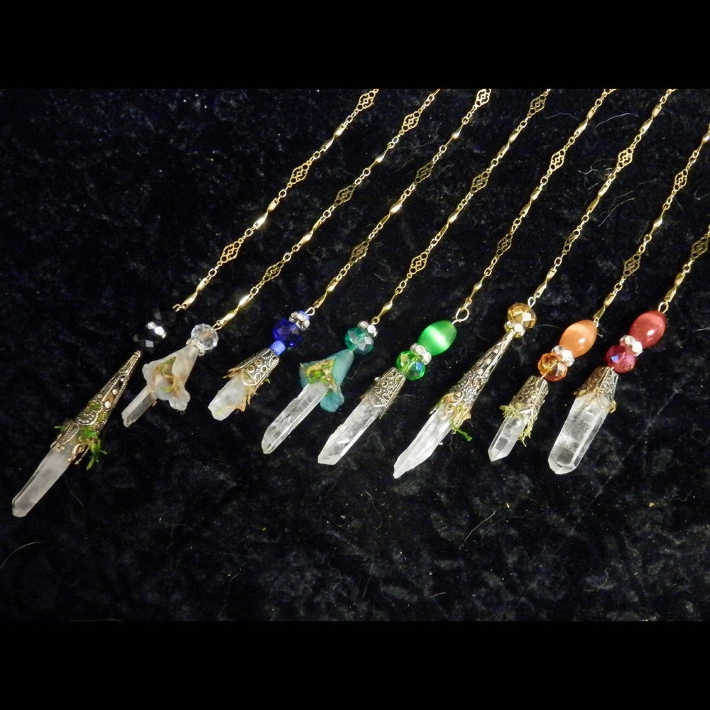 Bluebell PENDULUM Fairy CRYSTAL Quartz Divination With Toadstool Chain ...