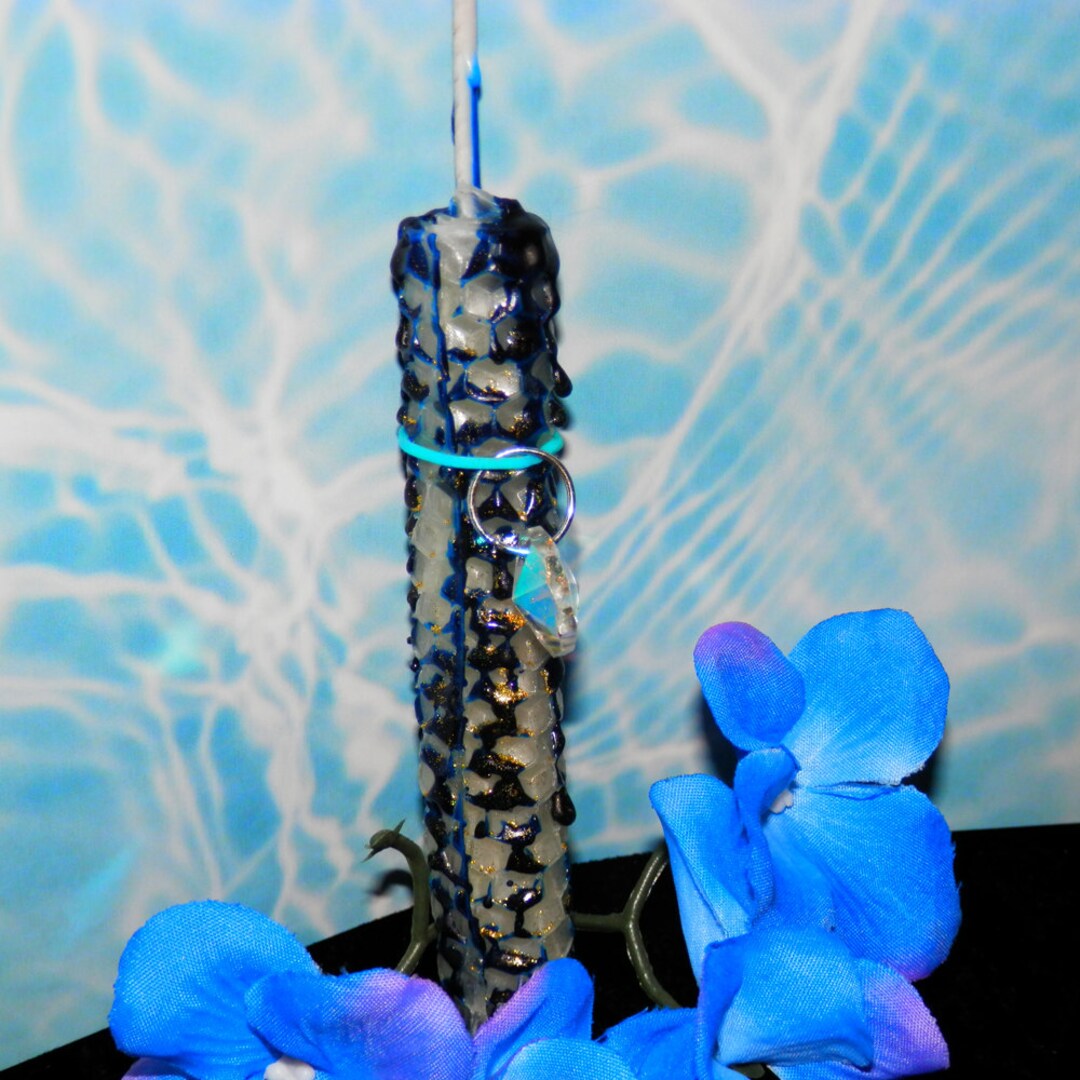 Inscribed SPELL CANDLE WATER (undine) Faerie, Natural Beeswax, Hand ...