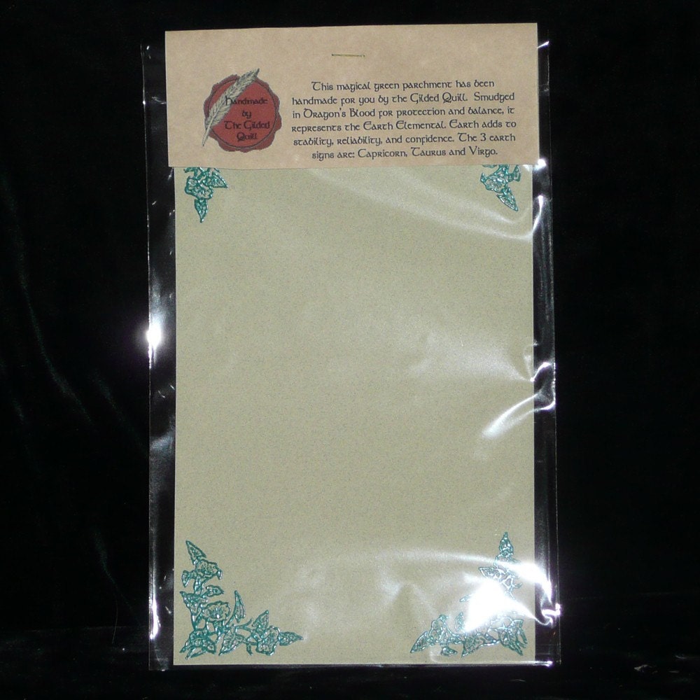 EARTH SPELL Element GREEN Parchment Magic Fairy Pagan - Etsy