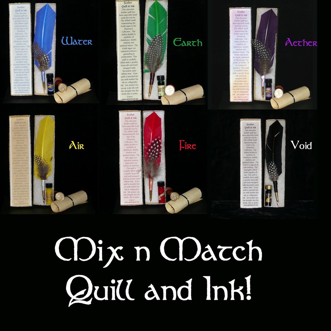 QUILL & INK Mix N Match Set for Magic Spells, Feather Pen, Fairy, Pagan ...