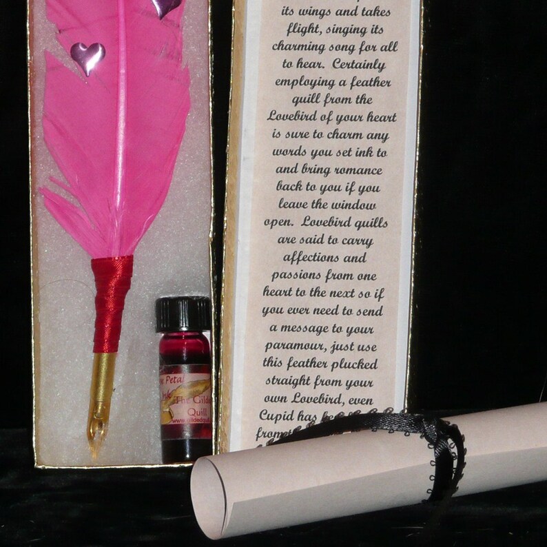 LOVEBIRD QUILL Pen Pink Feather Dip Pen Scented ROSE Petal - Etsy