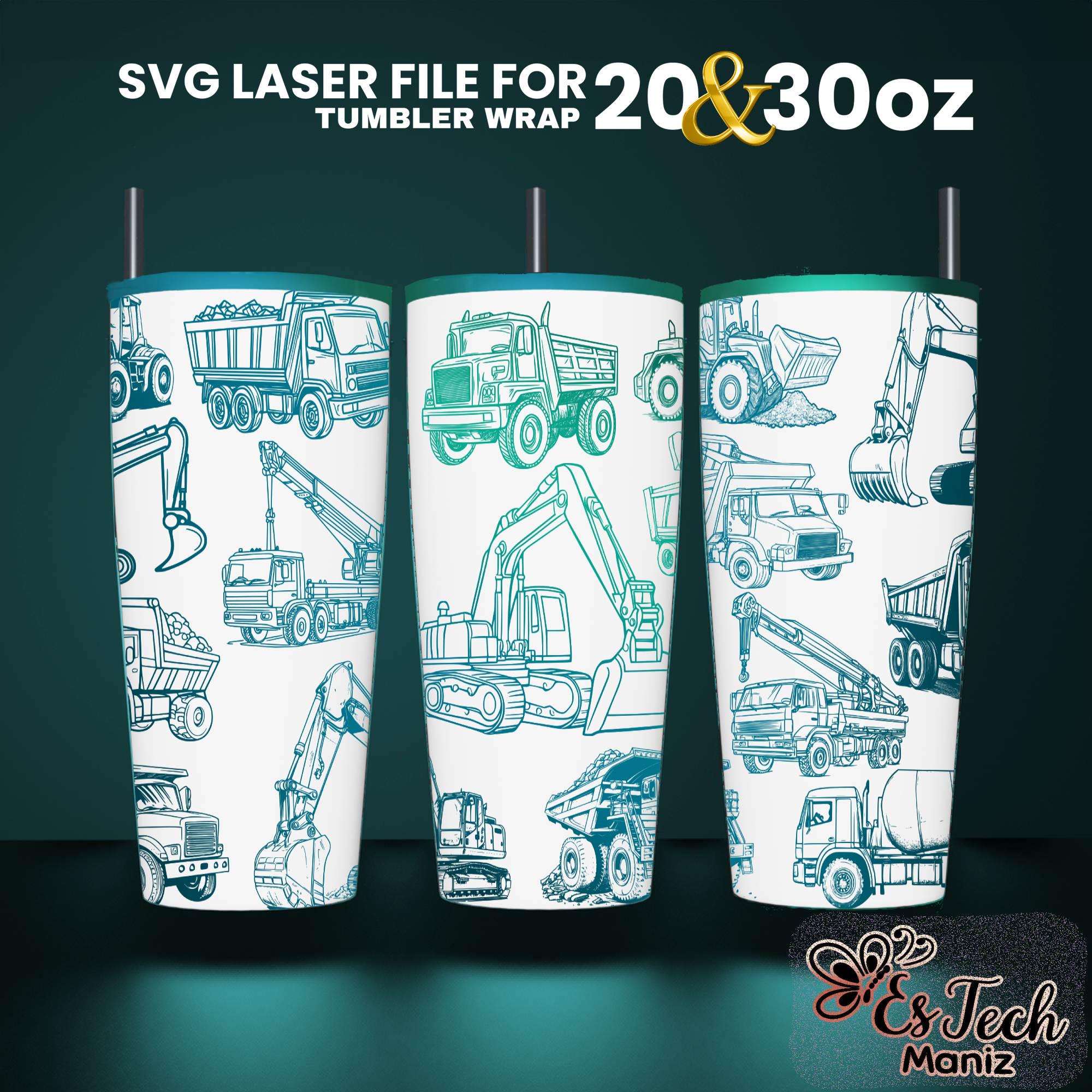 Excavator Tumbler Wrap Design: Laser Engraved SVG File (20 & 30 Oz) - Etsy