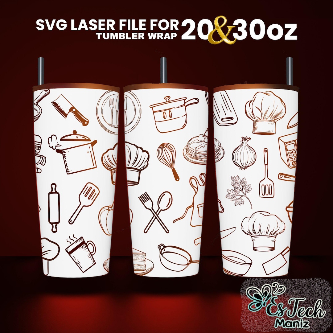 Chef Laser Engraved Full Wrap Design for 20 and 30 Tumbler, Chef ...