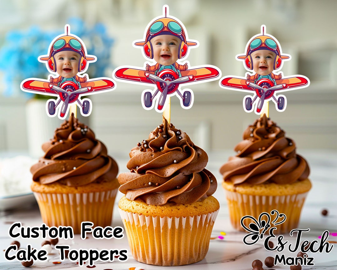 Pilot Face Cupcake Toppers: Personalized Birthday Decor (digital ...