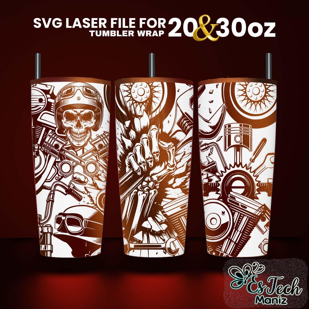 Mechanic Laser Engraved Full Wrap Design for 20 and 30 Tumbler ...