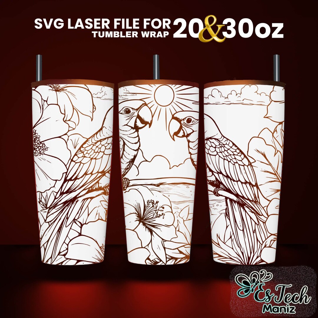 Parrot Laser Engraved Full Wrap Design for 20 and 30 Tumbler, Parrot ...