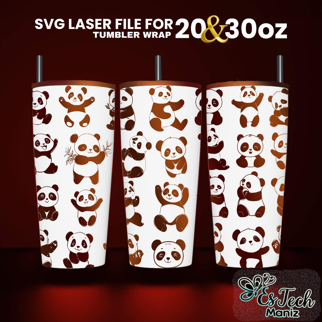 Panda Laser Engraved Full Wrap Design for 20 and 30 Tumbler, Panda ...
