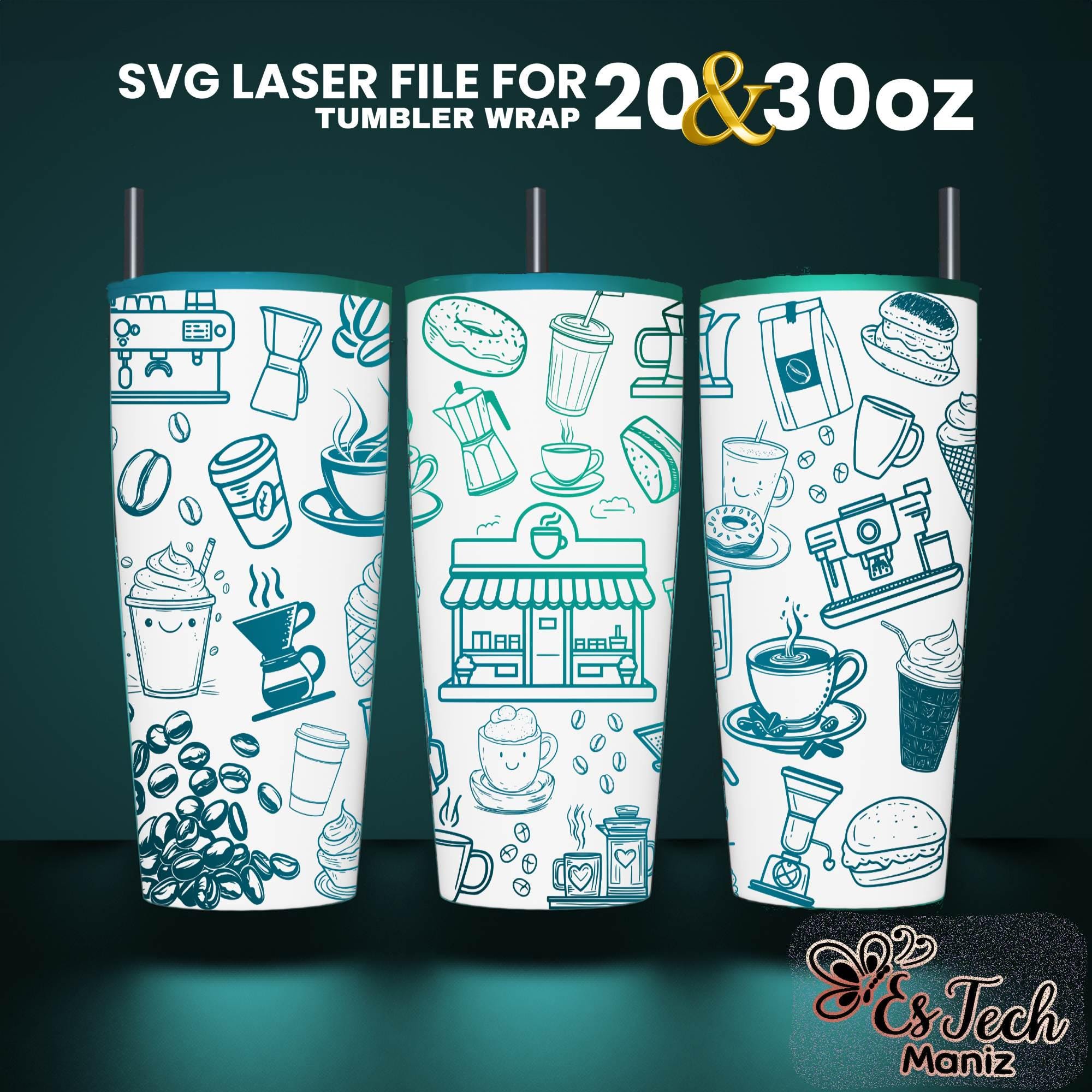 Coffee Laser Engraved Full Wrap Design for 20 and 30 Tumbler, Coffee ...