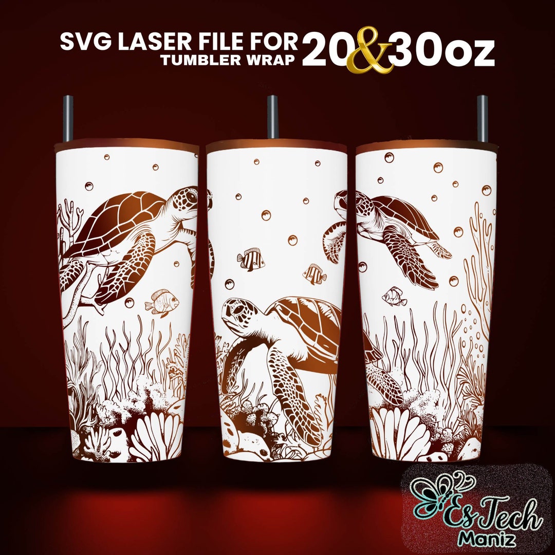 Turtle Tumbler Laser SVG: Seamless Full Wrap Design (20 & 30 Oz ...