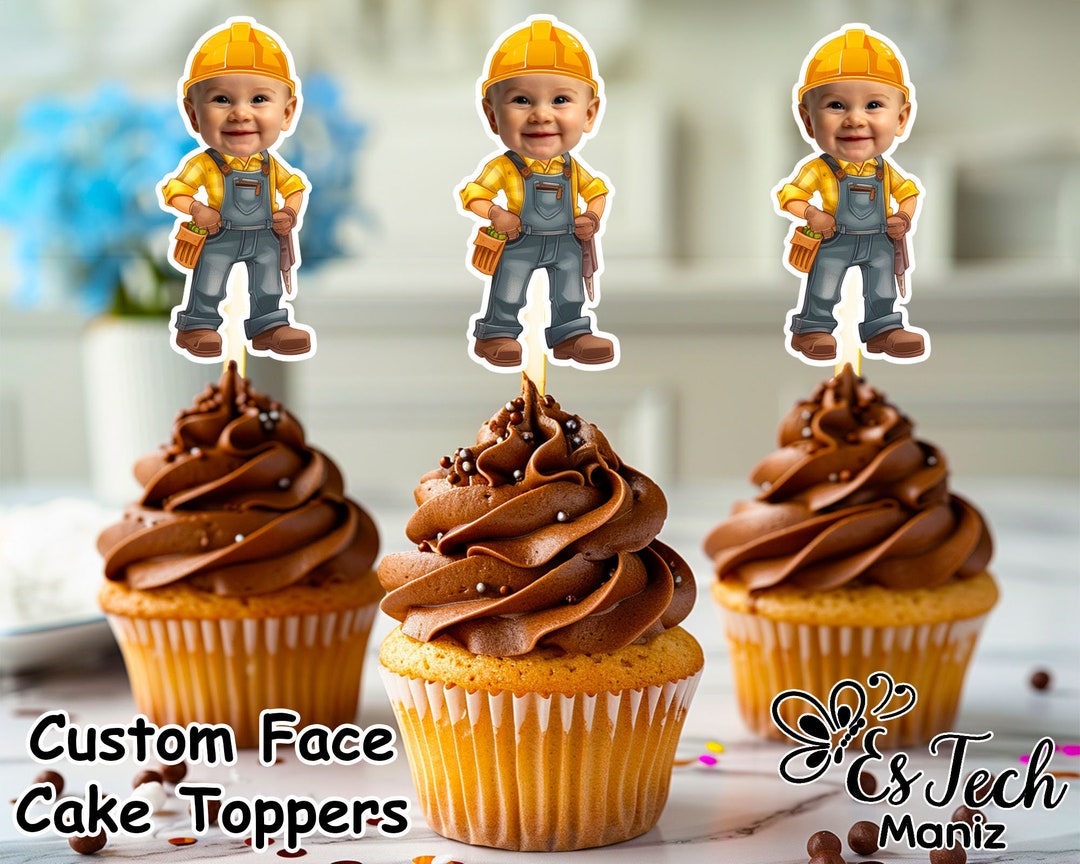 Carpenter Face Cupcake Toppers: Personalized Birthday Decor (digital ...