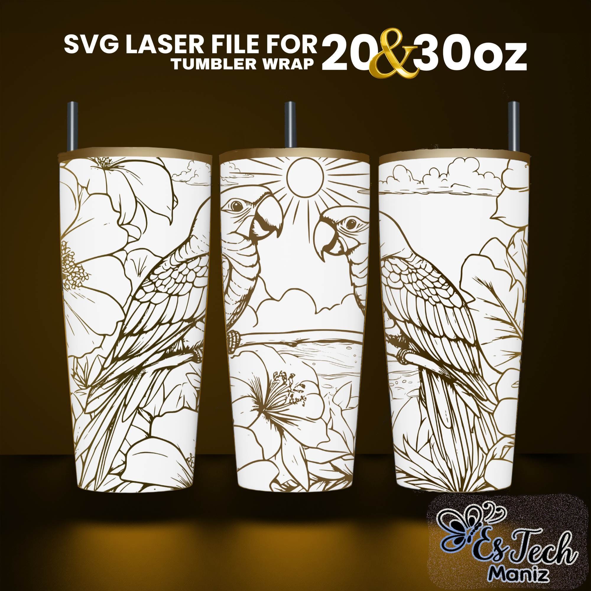 Parrot Laser Engraved Full Wrap Design for 20 and 30 Tumbler, Parrot ...