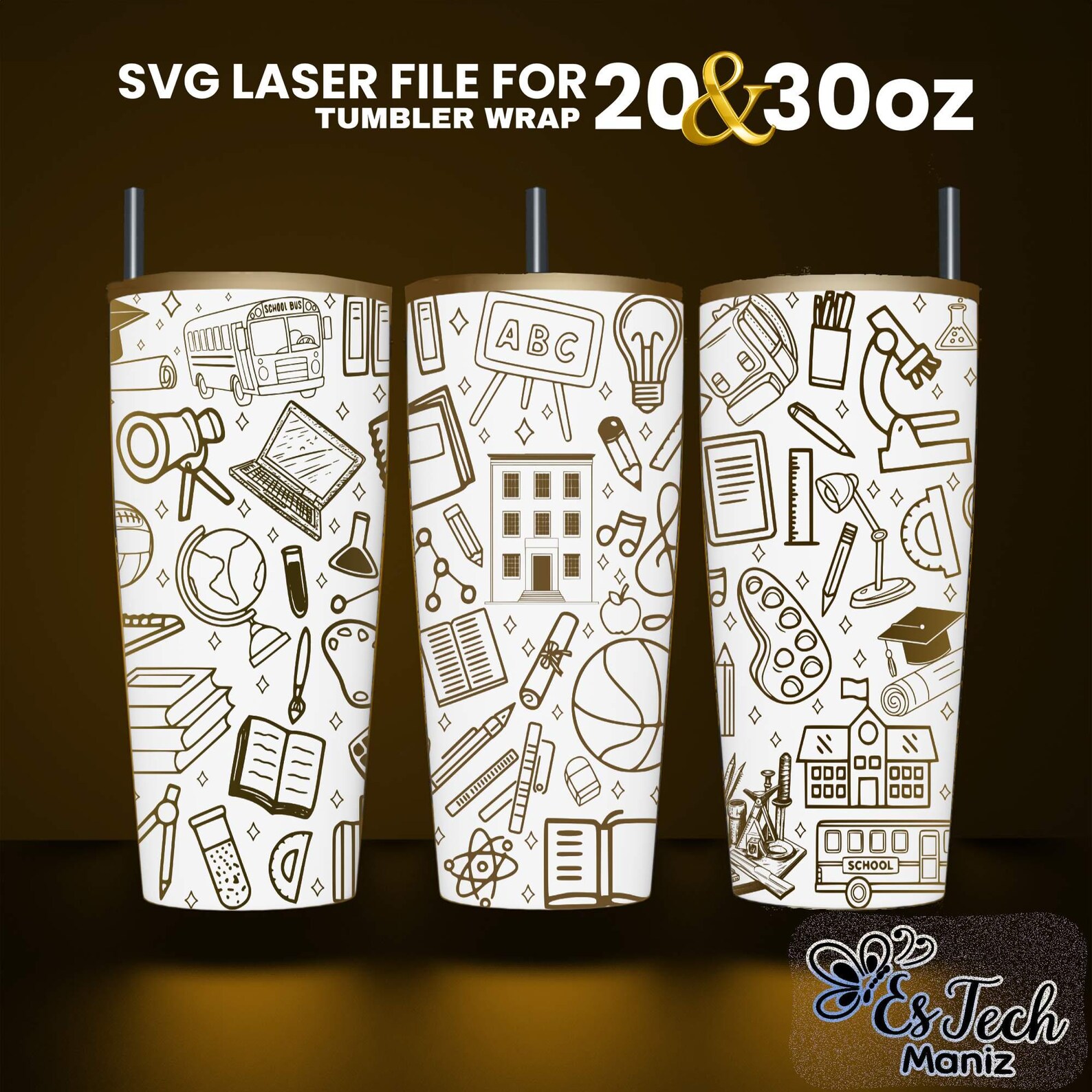 Education Tumbler Laser Design: Full Wrap SVG File for 20oz & 30oz ...