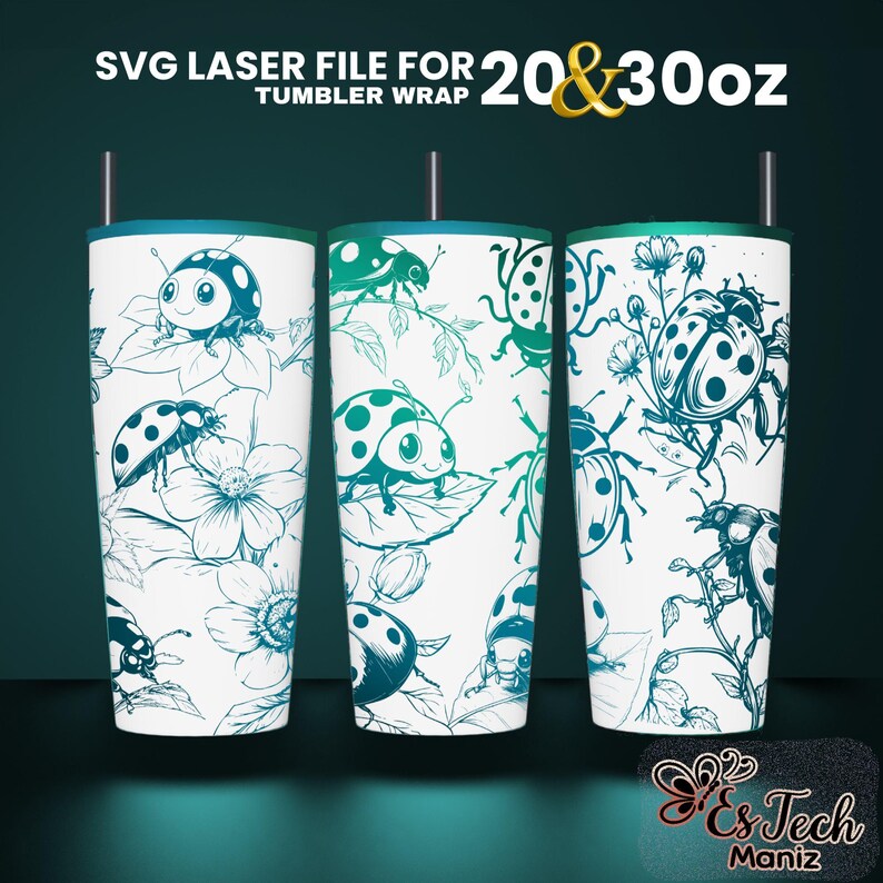 Ladybug Laser Engraved Full Wrap Design for 20 and 30 Tumbler, Ladybug ...