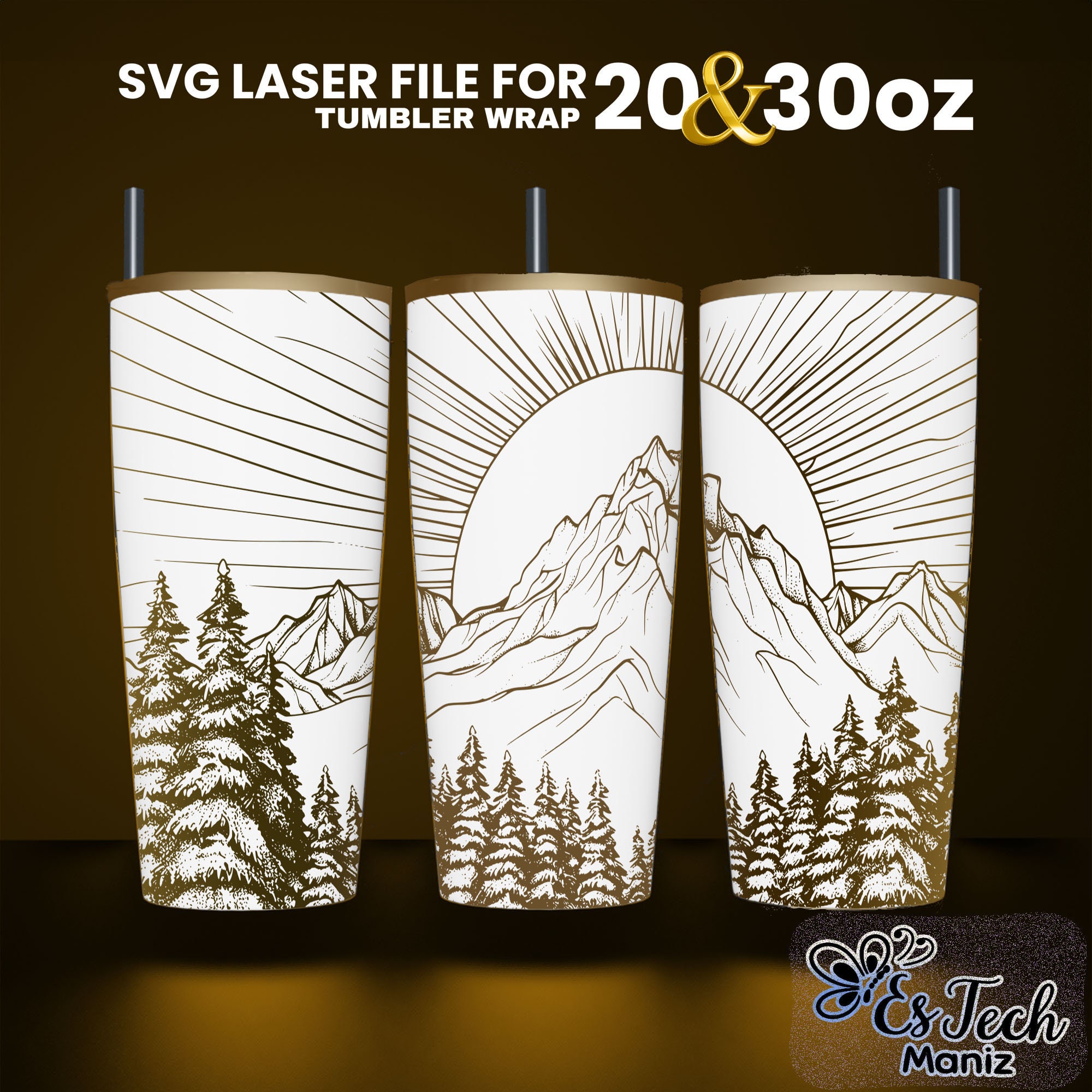 Mountain Laser Engraved Full Wrap Design for 20 and 30 Tumbler ...