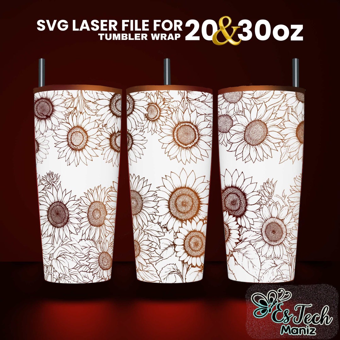 Sunflower Laser Engraved Full Wrap Design for 20 and 30 Tumbler, Flower ...