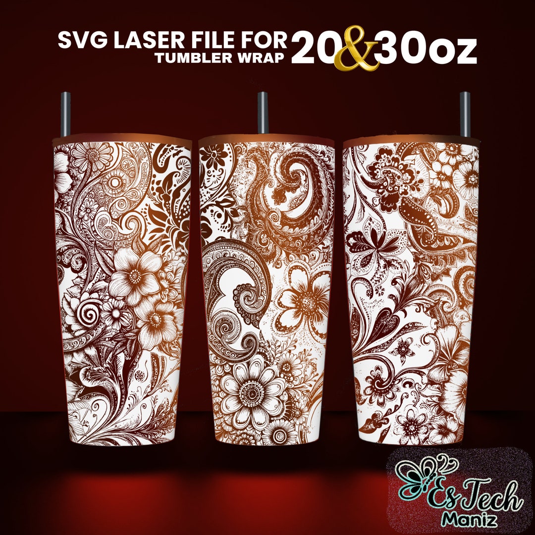 Boho Paisley Tumbler Wrap: Laser Engraved SVG File (20oz & 30oz) - Etsy