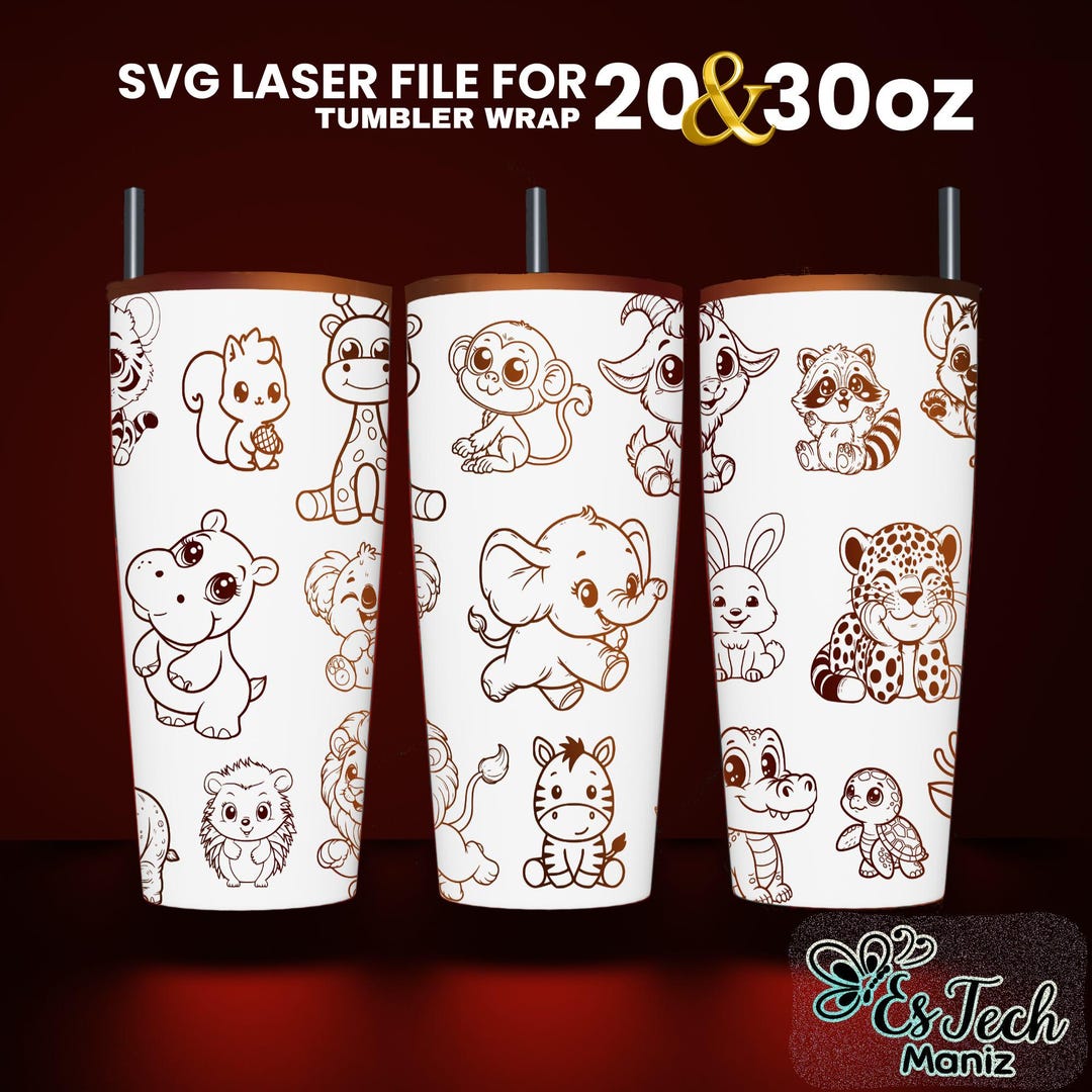Cute Animals Laser Engraved Full Wrap Design for 20 and 30 Tumbler ...