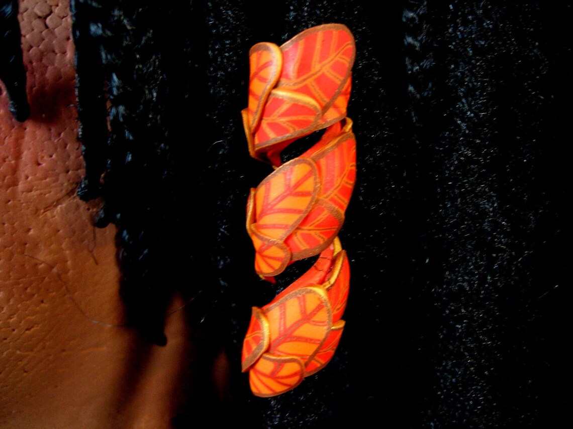 Dread Bead Red and Orange Leaf Coil You Choose Hole Size - Etsy