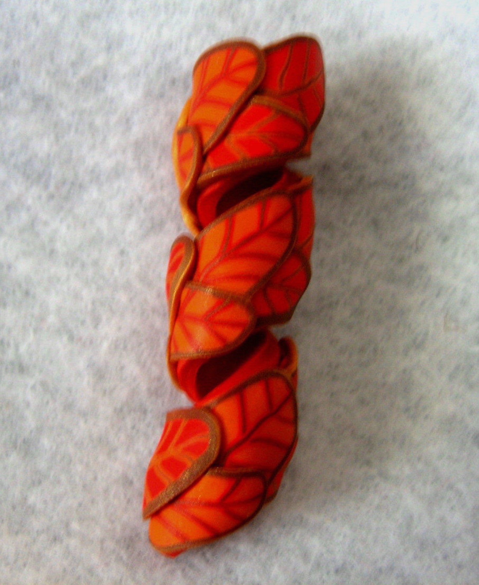 Dread Bead Red and Orange Leaf Coil You Choose Hole Size - Etsy
