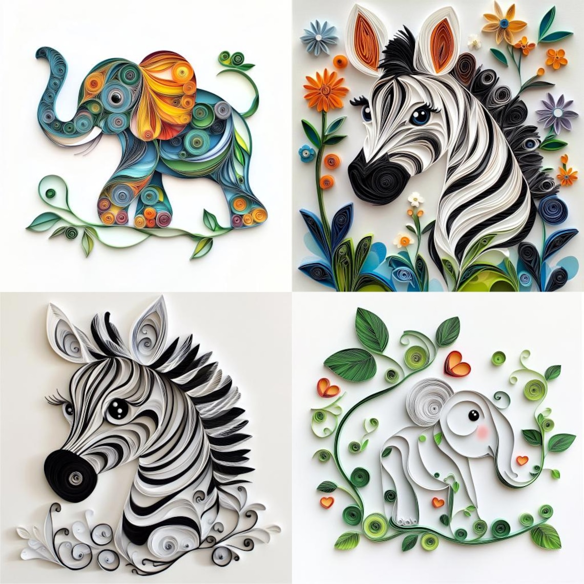 Animals Images Clipart Paper Quilling Art of 20 Pictures Instant ...