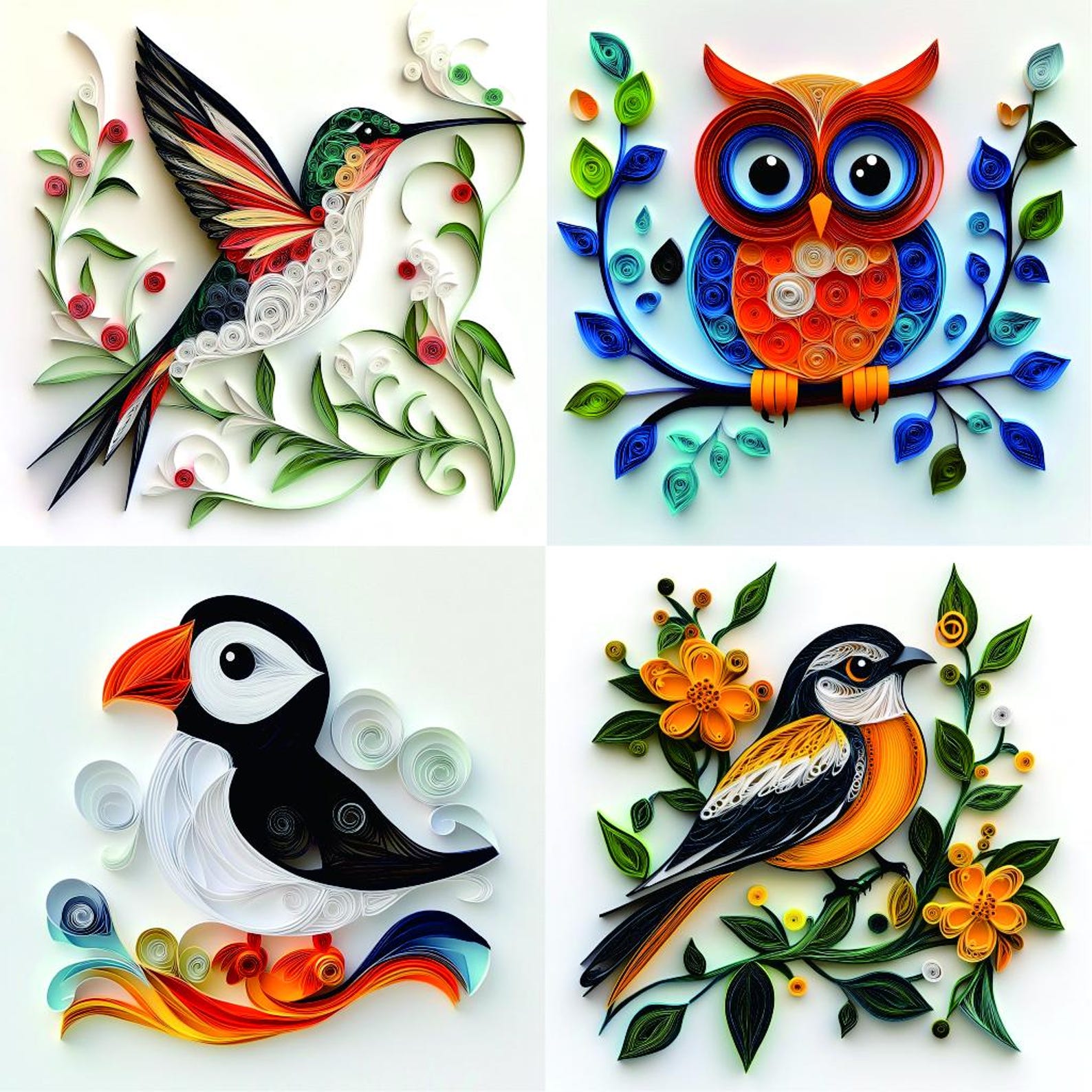 Quilling Birds Clipart Paper Quilling Art of 20 Images Instant Download ...