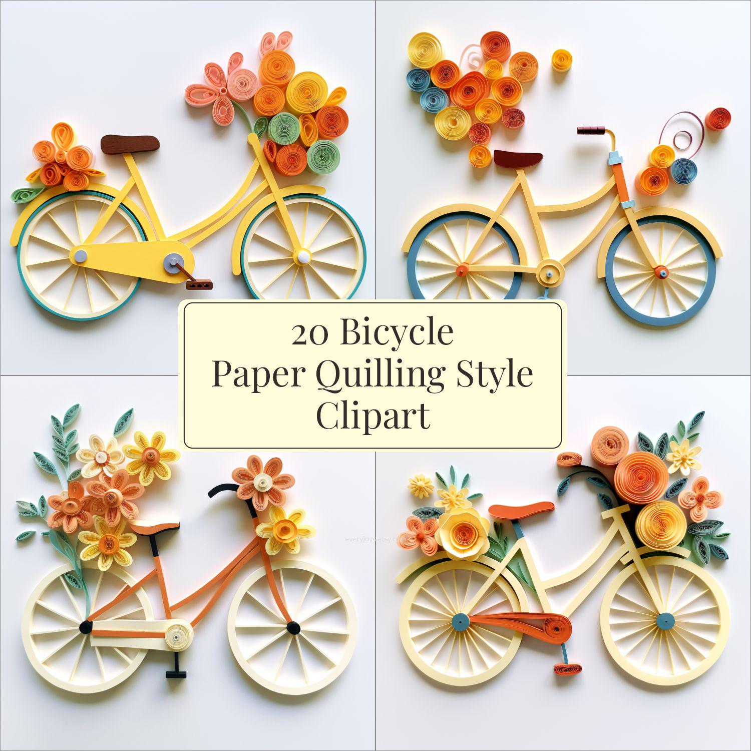 Paper Quilling Art Style Bicycle Clipart Images Quilling Style Consist ...